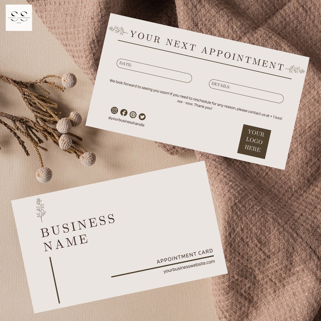 Printable Modern Appointment Card, Editable Appointment Card ...