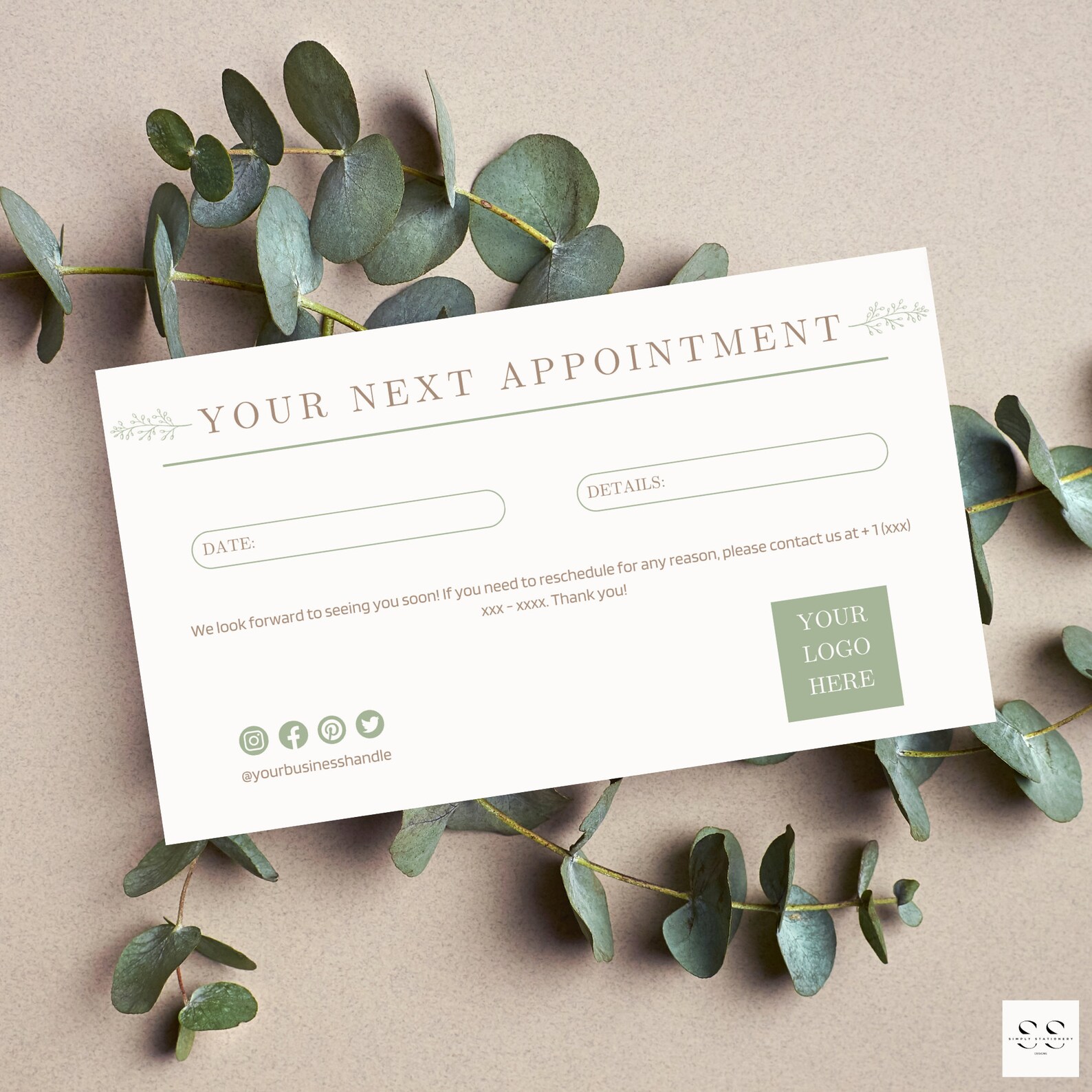 Printable Modern Appointment Card, Editable Appointment Card ...