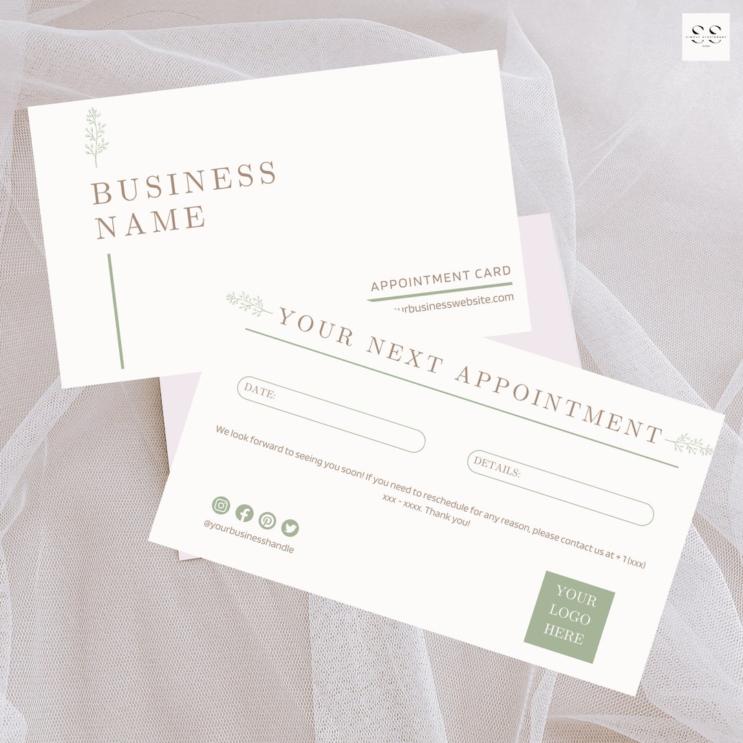 Printable Modern Appointment Card, Editable Appointment Card ...