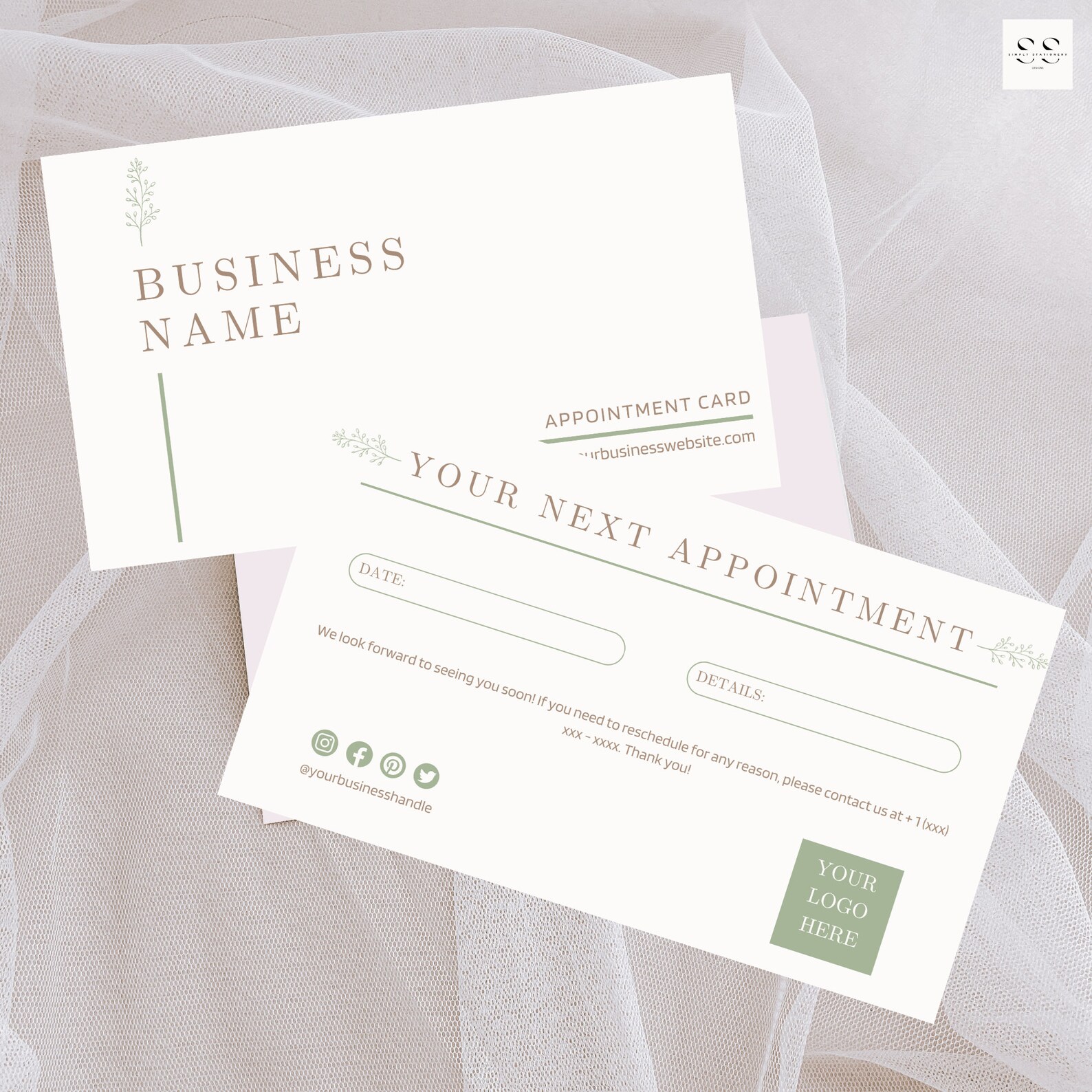 Printable Modern Appointment Card, Editable Appointment Card ...