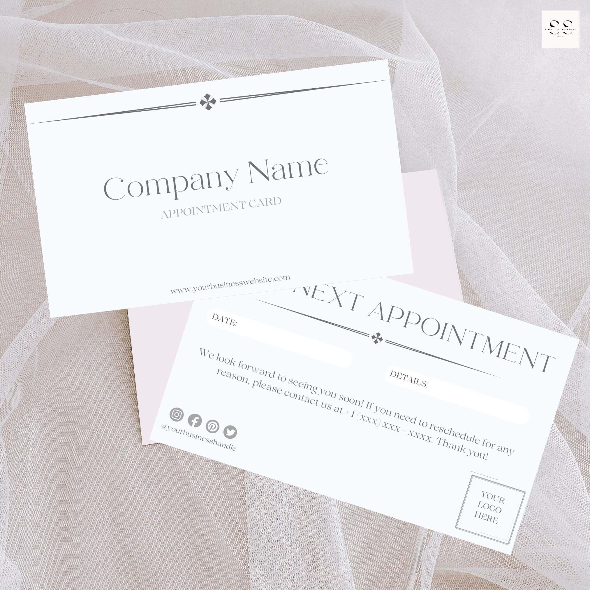 Printable Modern Appointment Card, Editable Appointment Card, Blue ...