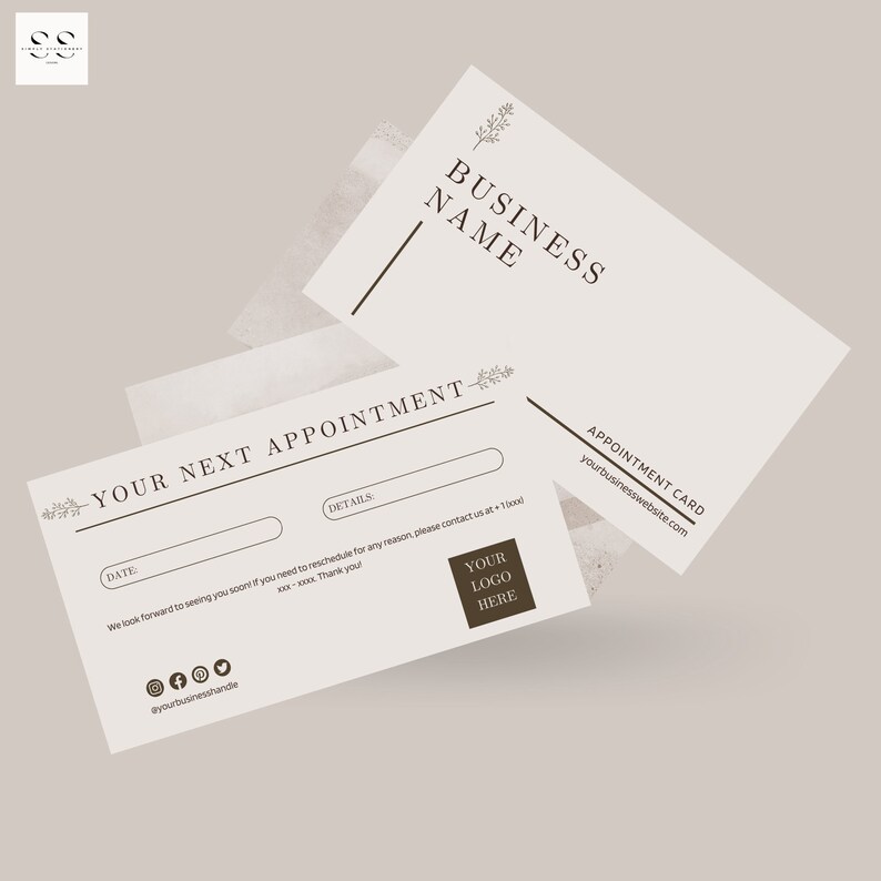 Printable Modern Appointment Card, Editable Appointment Card ...
