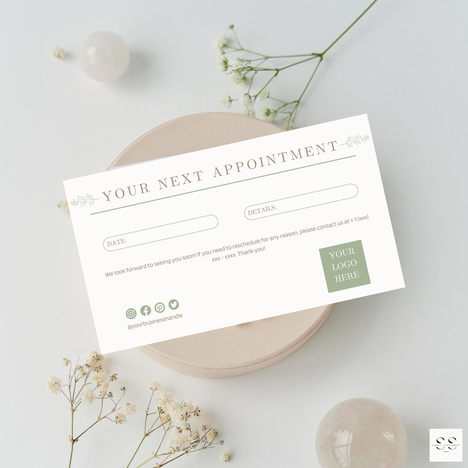 Printable Modern Appointment Card, Editable Appointment Card ...