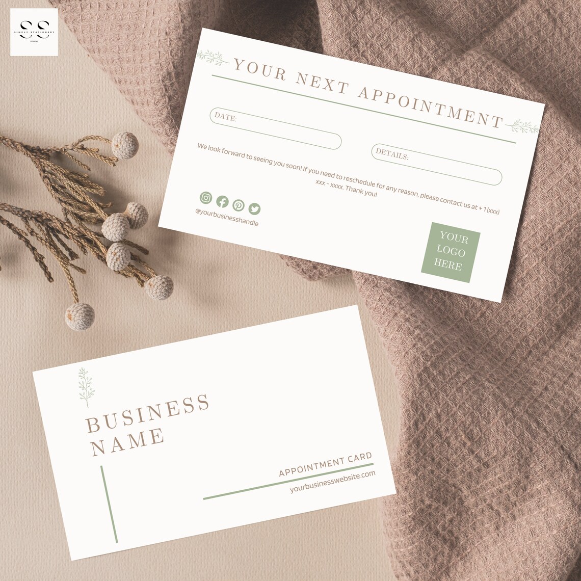 Printable Modern Appointment Card, Editable Appointment Card ...