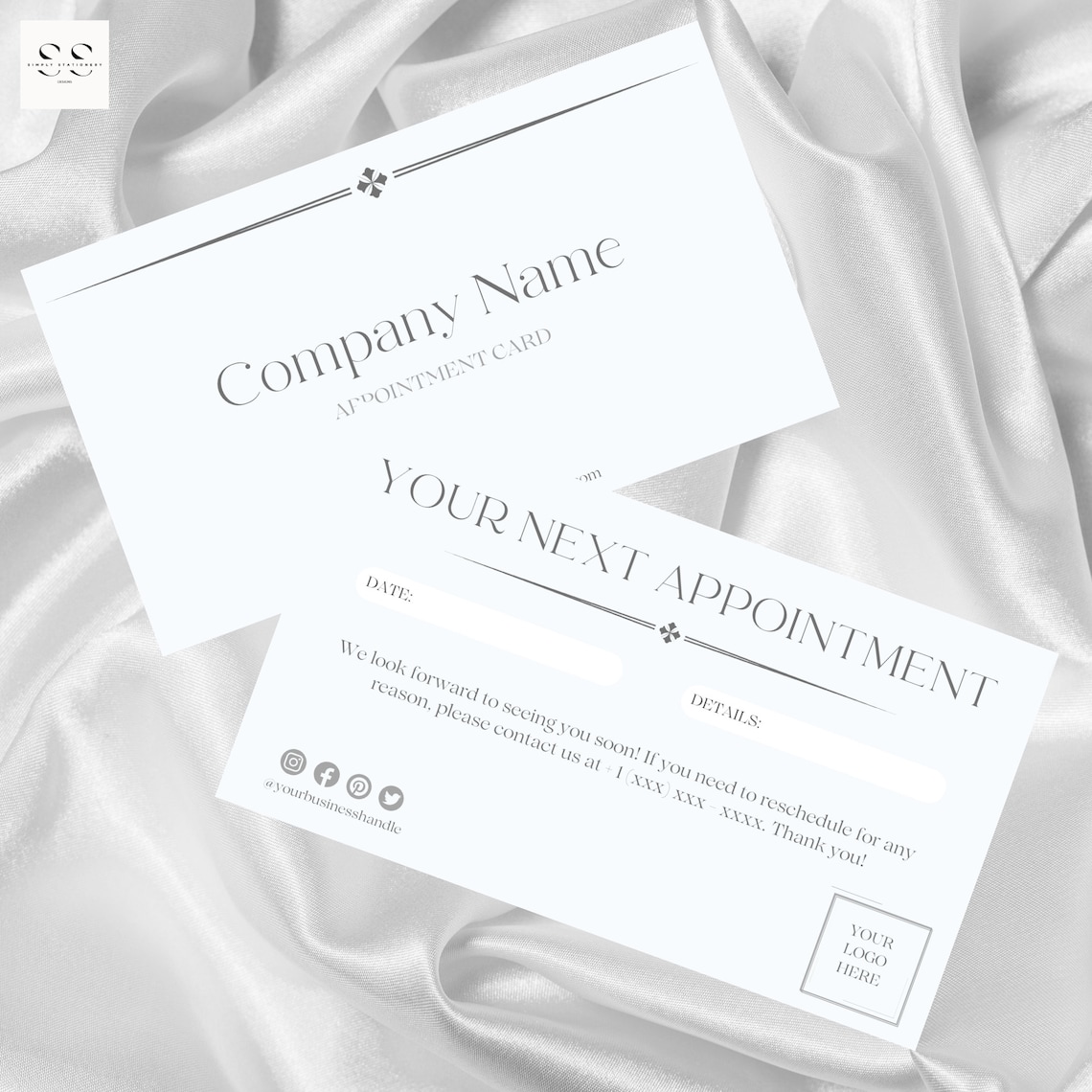 Printable Modern Appointment Card, Editable Appointment Card, Blue ...