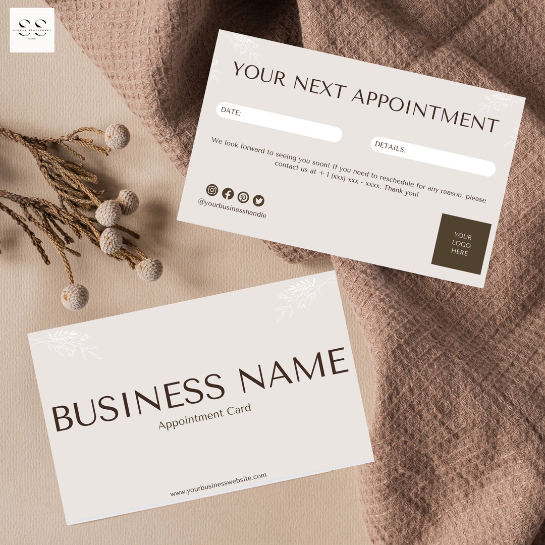 Printable Modern Appointment Card, Editable Appointment Card, Neutral ...