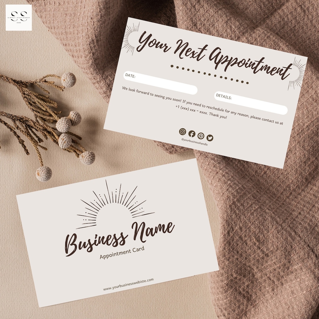 Printable Modern Appointment Card, Editable Appointment Card, Neutral ...