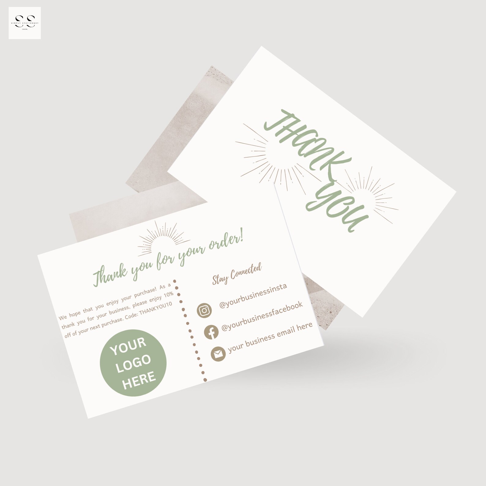 Editable Business Thank You Card, Printable Modern Thanks for Your ...