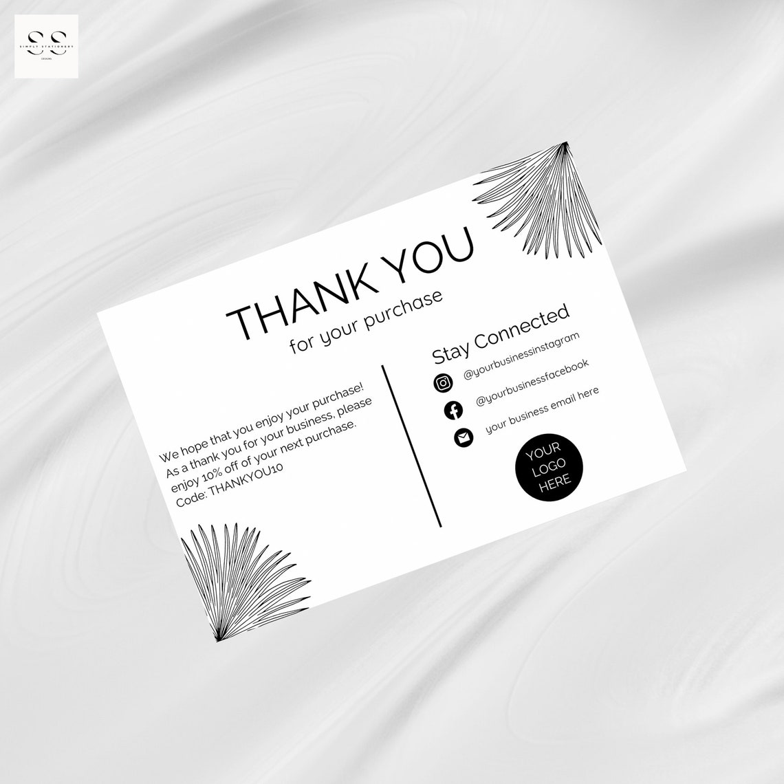 Editable Business Thank You Card, Printable Modern Thanks for Your ...