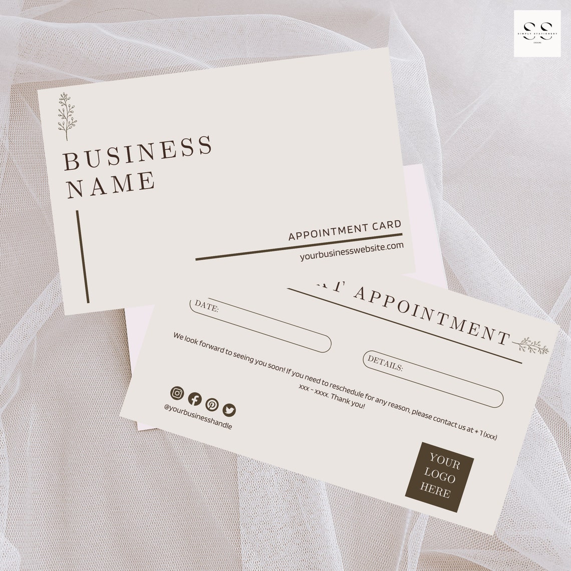 Printable Modern Appointment Card, Editable Appointment Card ...