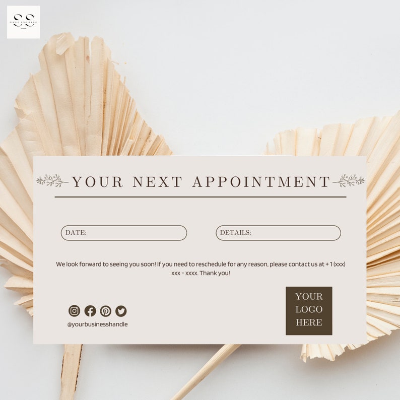 Printable Modern Appointment Card, Editable Appointment Card ...