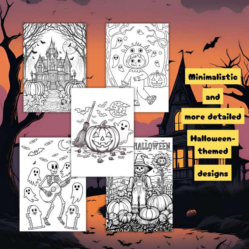 Printable Halloween Coloring Pages, Minimalistic, Detailed Designs ...