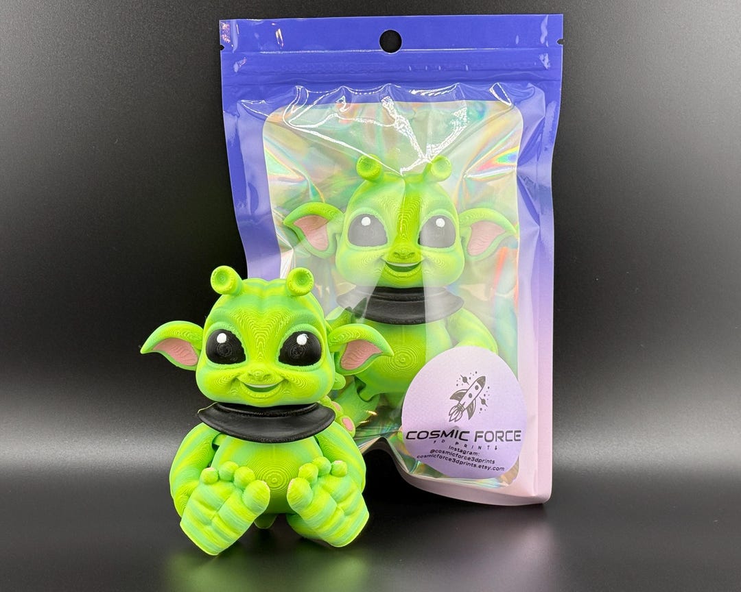 Baby Alien Fidget Friend | Large 3D Printed Articulating Flexi Alien ...