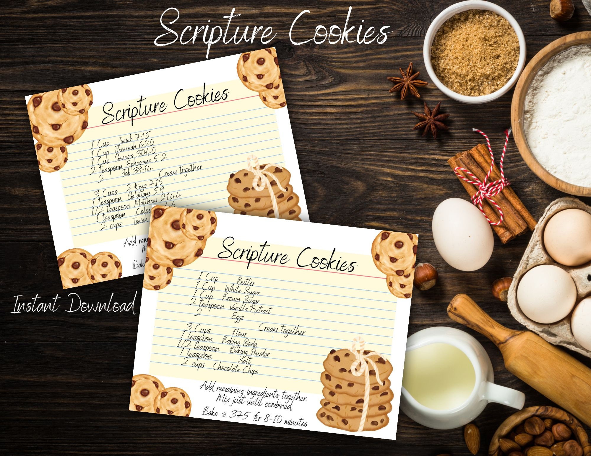 Scripture Cookies Recipe Instant Digital Download Printable. Bible ...