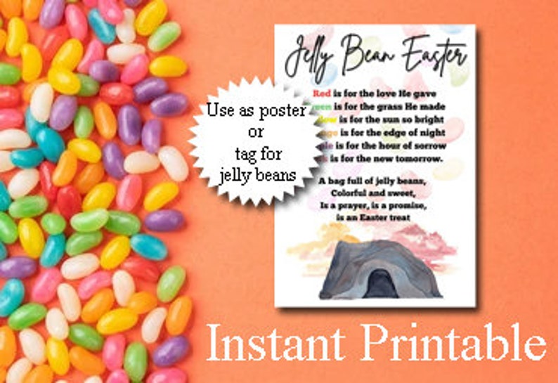 Jelly Bean Easter Poem Printable | Easter Treat Topper | Religious ...