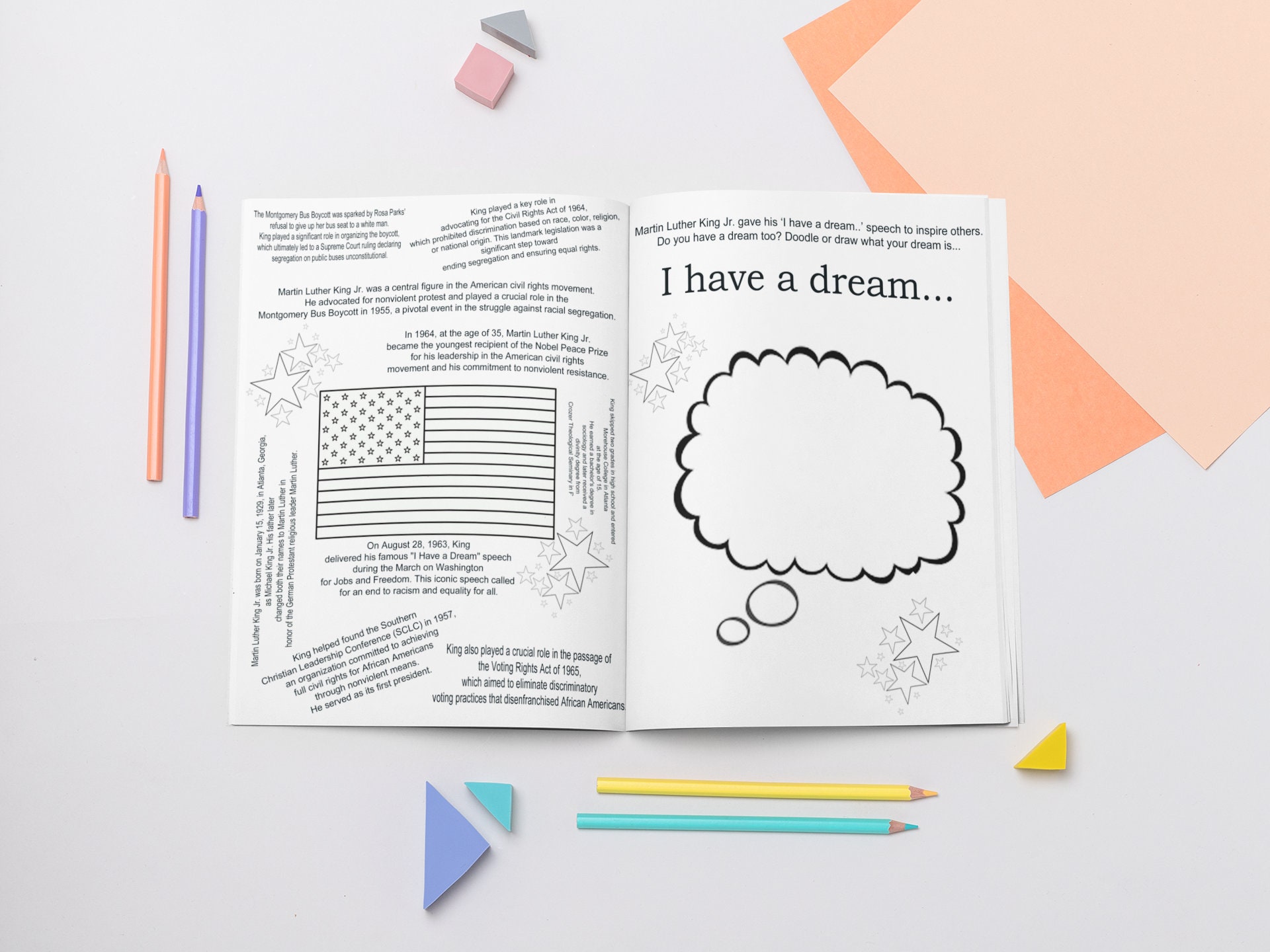 Martin Luther King JR Day Coloring Page. MLK Day. I Have a Dream Doodle ...