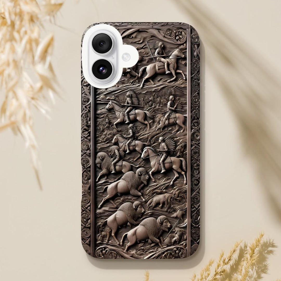 3D Native American Indian Bison Hunt Tough Phone Case,america Wood ...