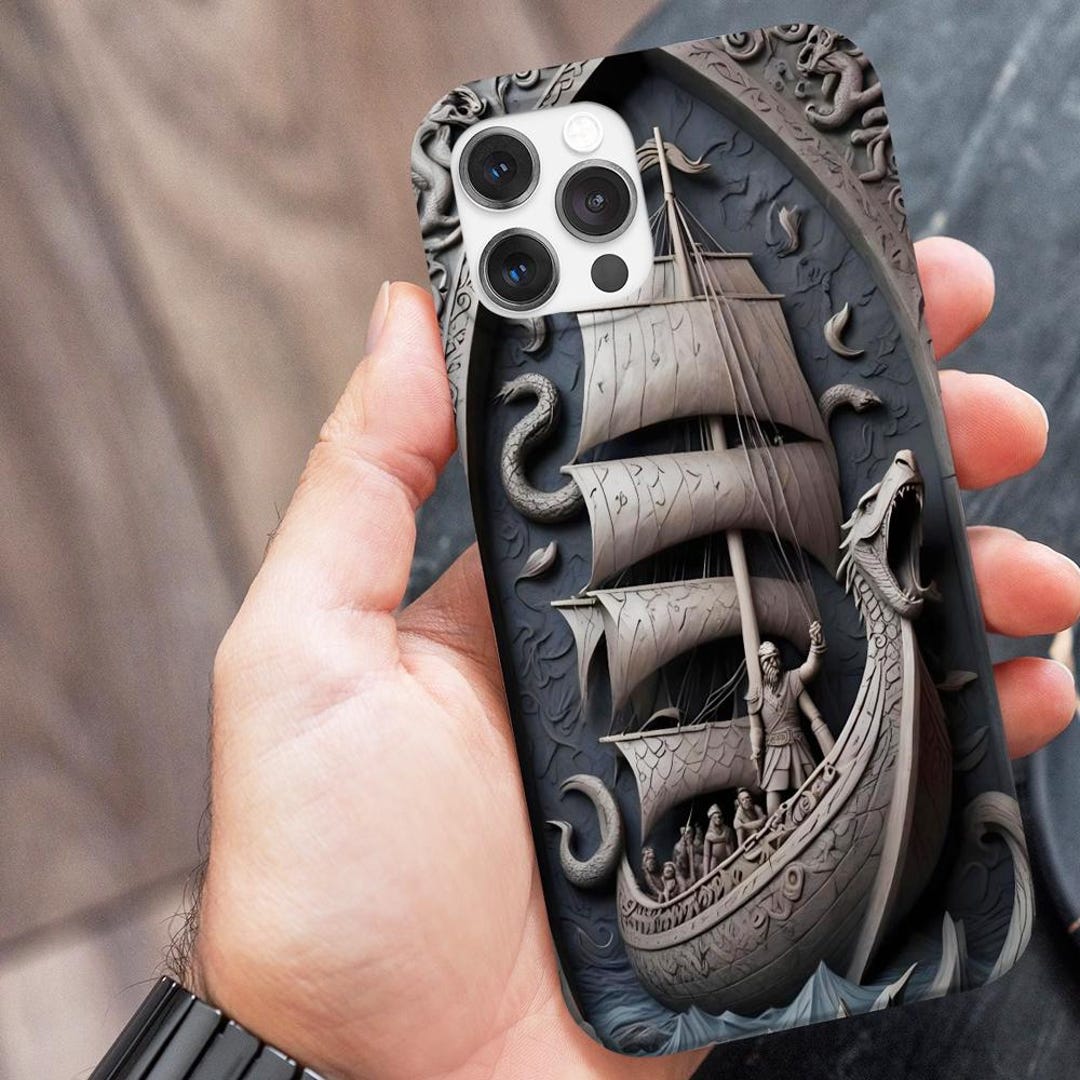 Norse 3D Viking Boat Ancient Ship Runic Stone Calendar Tough Phone Case ...