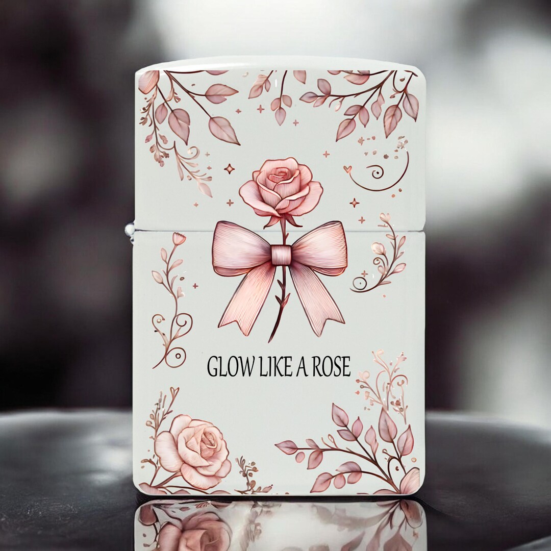 Pink Rose Bow glow LIKE A Rose Flip Top Lighter,girl Lighter,gift for ...