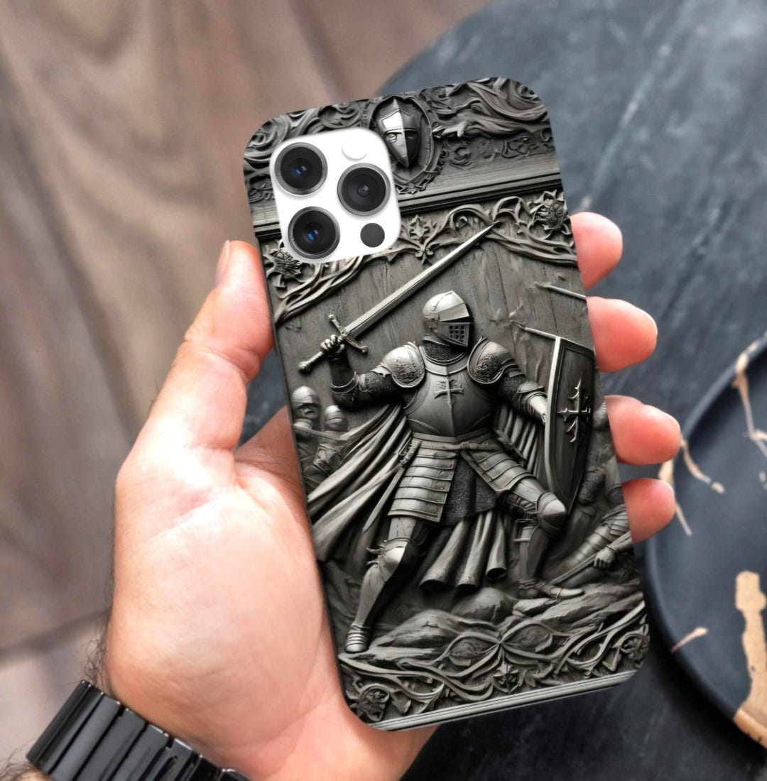 3D Crusader Templar Knight Warrior Christian Tough Phone Case, Wood Art ...