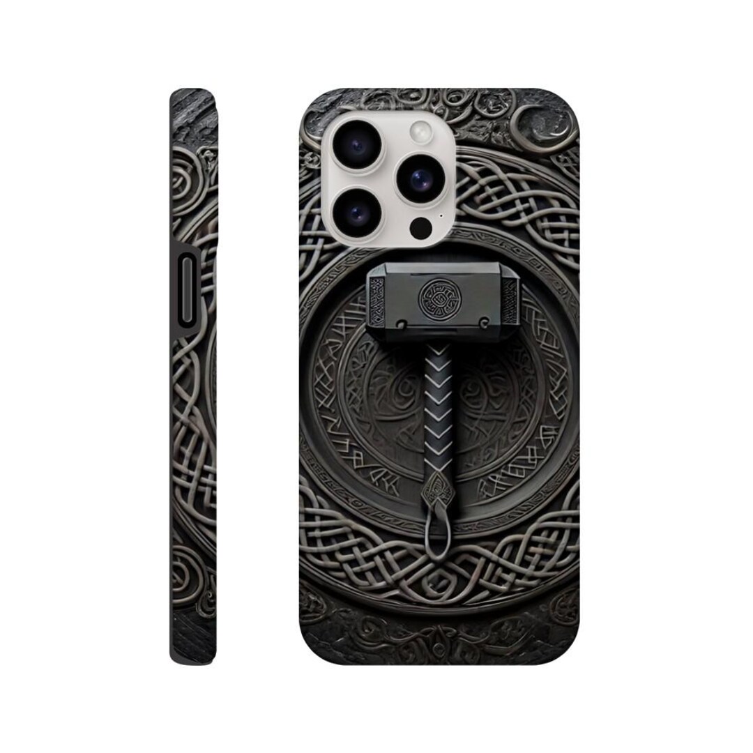 Norse 3D Thor's Hammer Mjölnir Viking Runic Calendar Phone Case, Wood ...