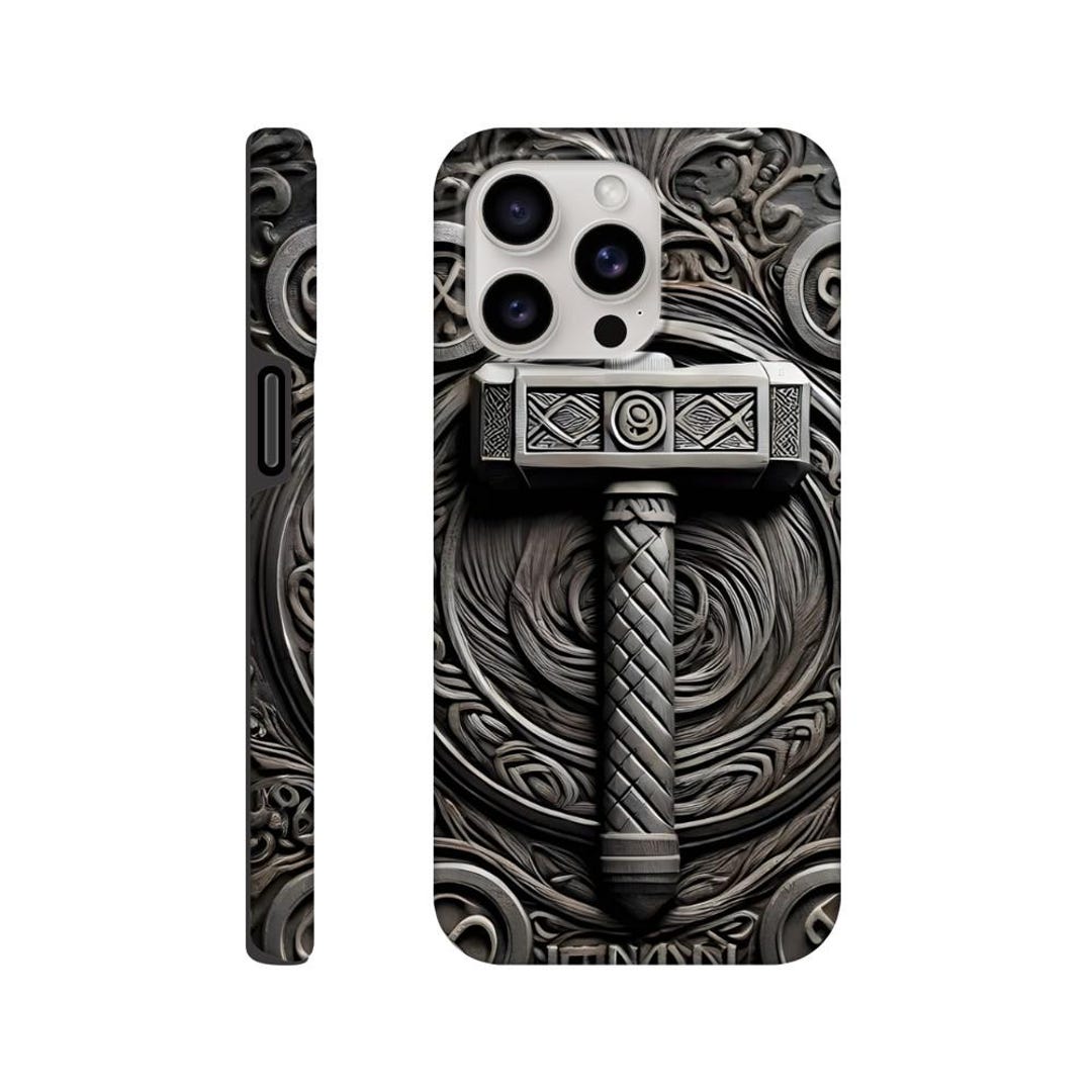 Norse 3D Thor's Hammer Mjölnir Viking Runic Calendar Phone Case, Stone ...