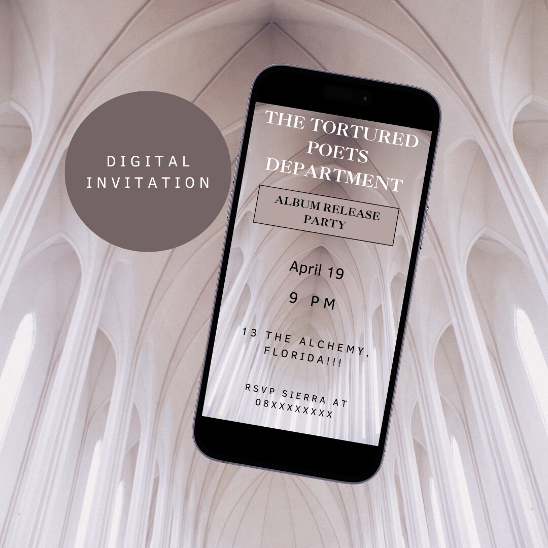 The Tortured Poets Department Digital Invitation TTPD Invite Template ...