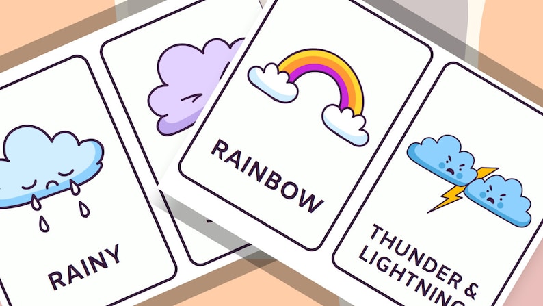 Weather Flashcards, Printable Weather Flashcards, Preschool English ...