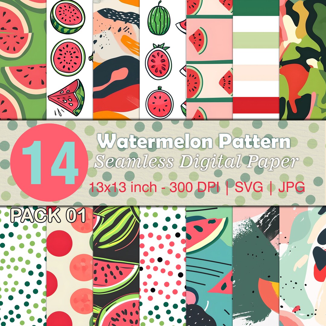 Watermelon SEAMLESS Digital Paper, Printable Watermelon Pattern ...