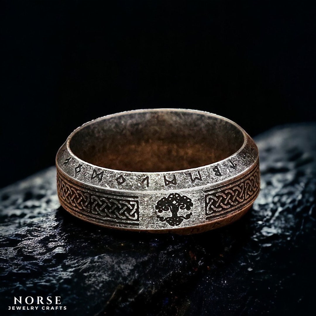 Tree of Life Ring Viking Yggdrasil Stainless Steel Runes Ring Nordic ...