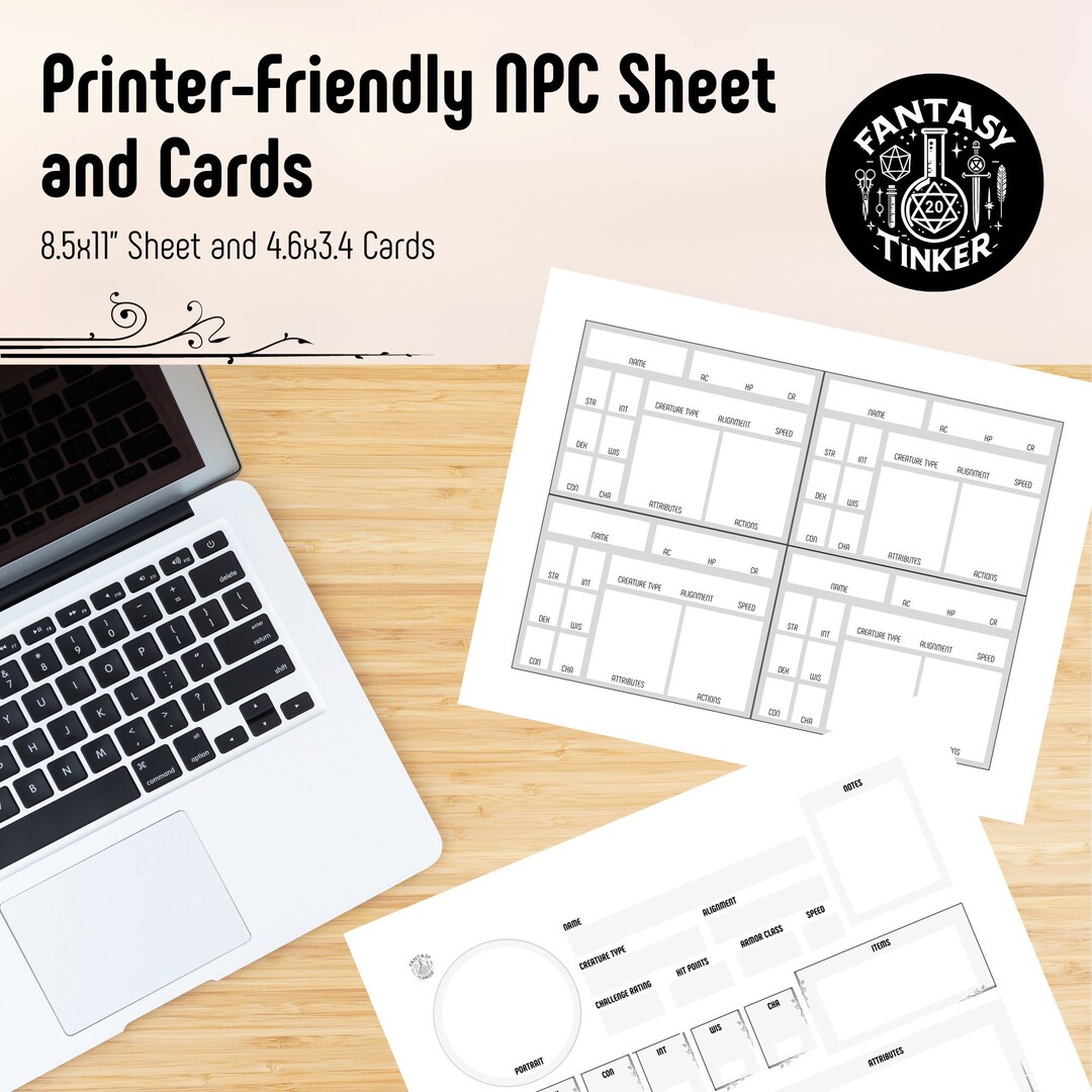 Clean, Easy-to-read, Printer-friendly 5e NPC Cards and Sheet - Etsy