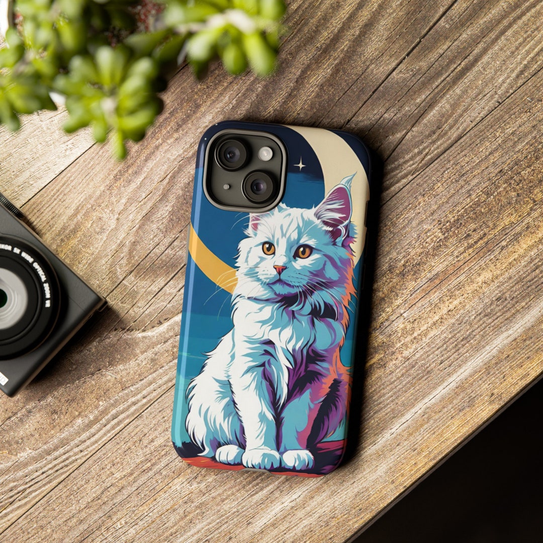 Mainecoon Kitten & Moon Cat Phone Case - Art Fit for iPhone 15 Pro Max ...