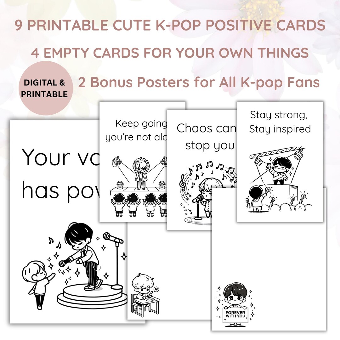 K-pop Affirmation Cards: Chibi Idol Positive Quotes (printable PDF ...