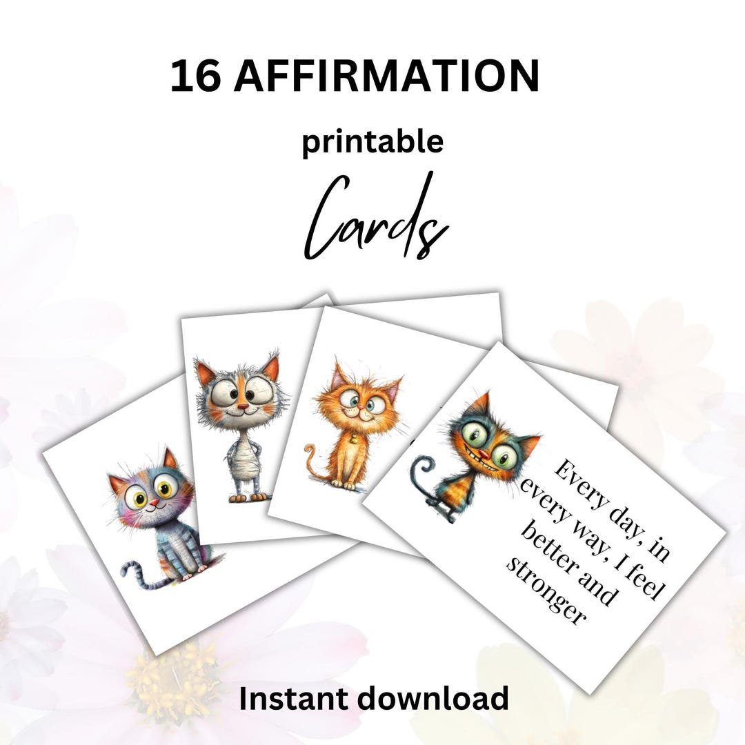 Printable Cat Affirmation Cards | 16 Positive Quotes for Self-love ...