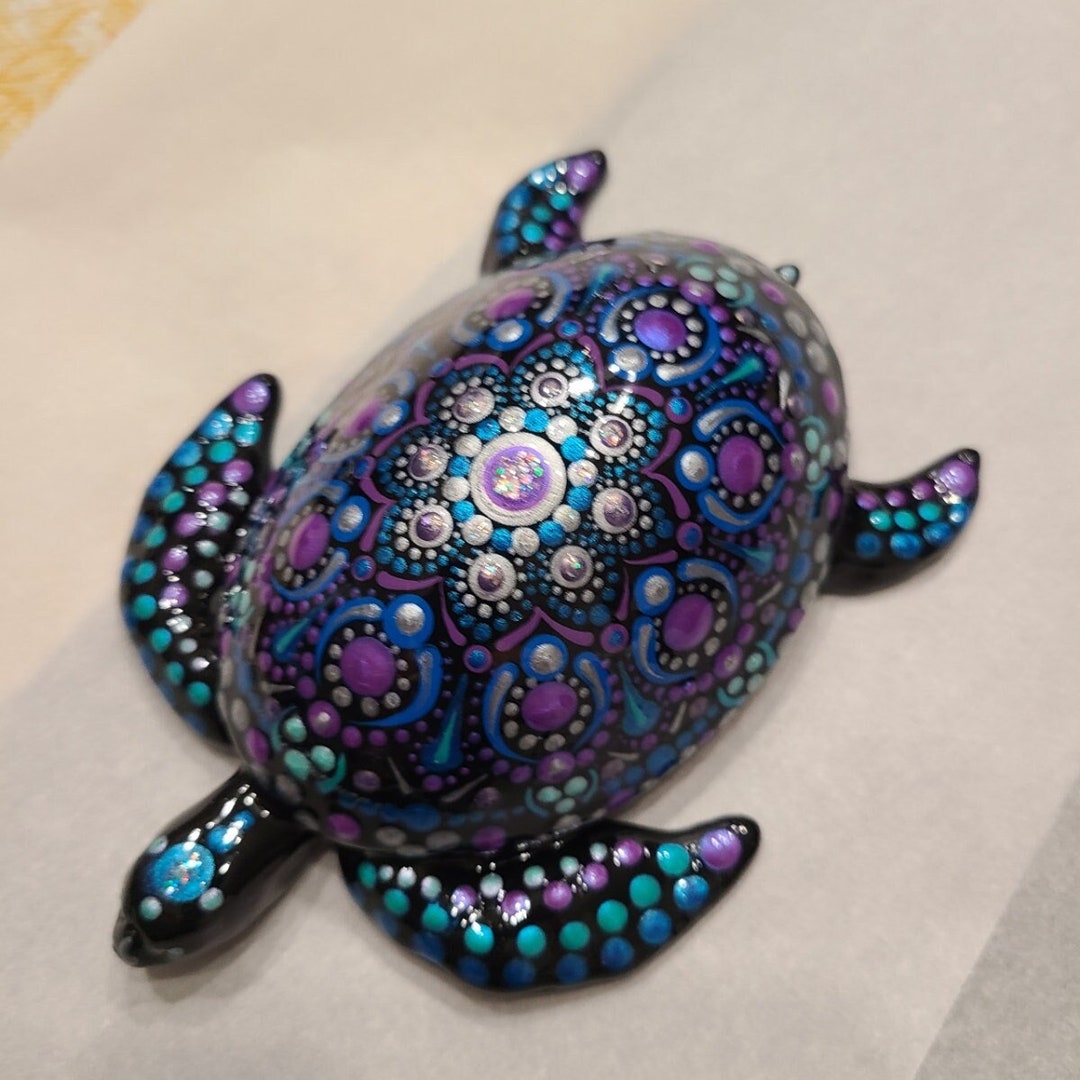 Painted 3D Turtle Mandala, Multi Colors, Mandala Design, Hand Painted ...
