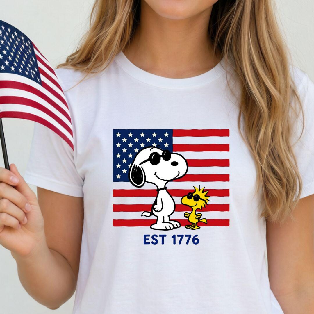 Cartoon Dog USA Flag Shirt, Independence Day Graphic Tee - Etsy