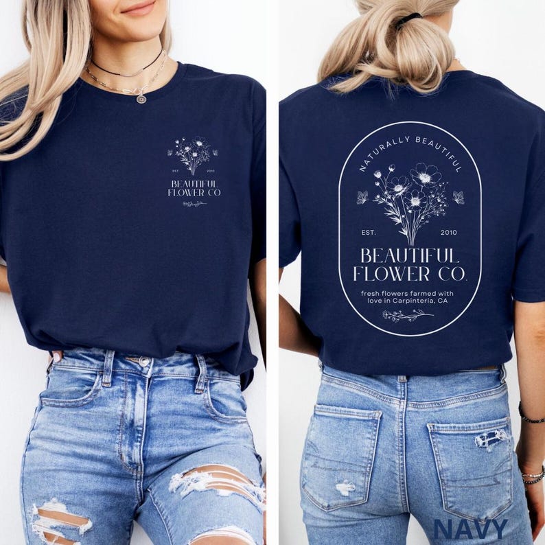 Custom Flower Shop Logo Shirt, Florist Botanical Tee - Etsy