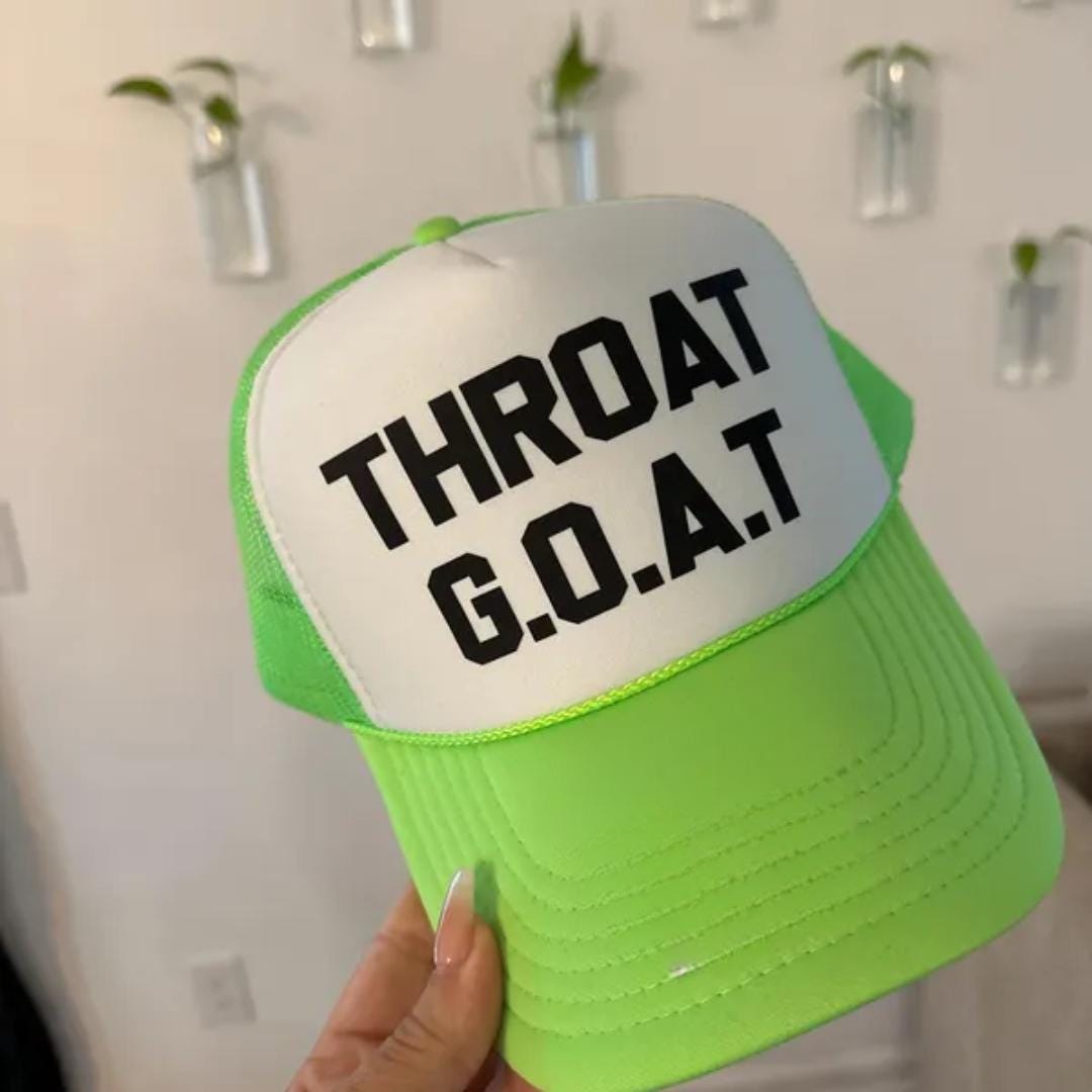 Funny THROAT G.O.A.T. Trucker Hat Meme Hat for Pop Culture Fans Sports ...