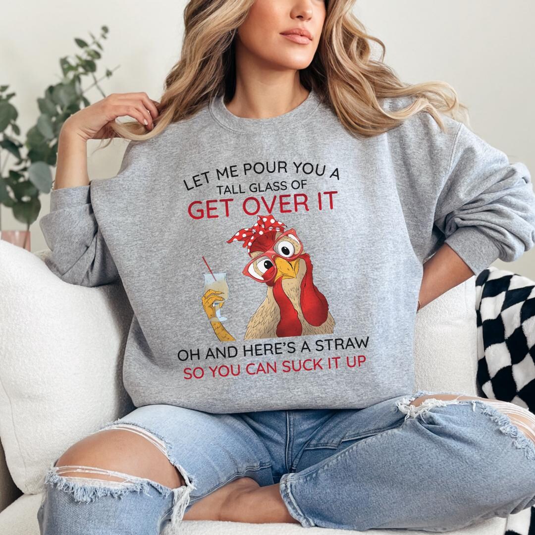 Sarcastic Chicken Graphic Sweatshirt Funny Farm Animal Pullover Tee ...