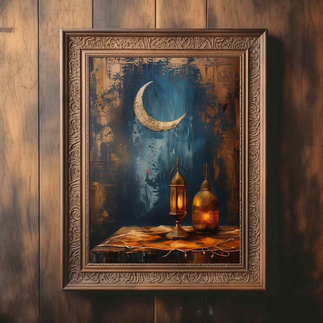Ramadan Crescent | Ramadan Lanterns | Oil Painting | Ramadan Wall Decor ...