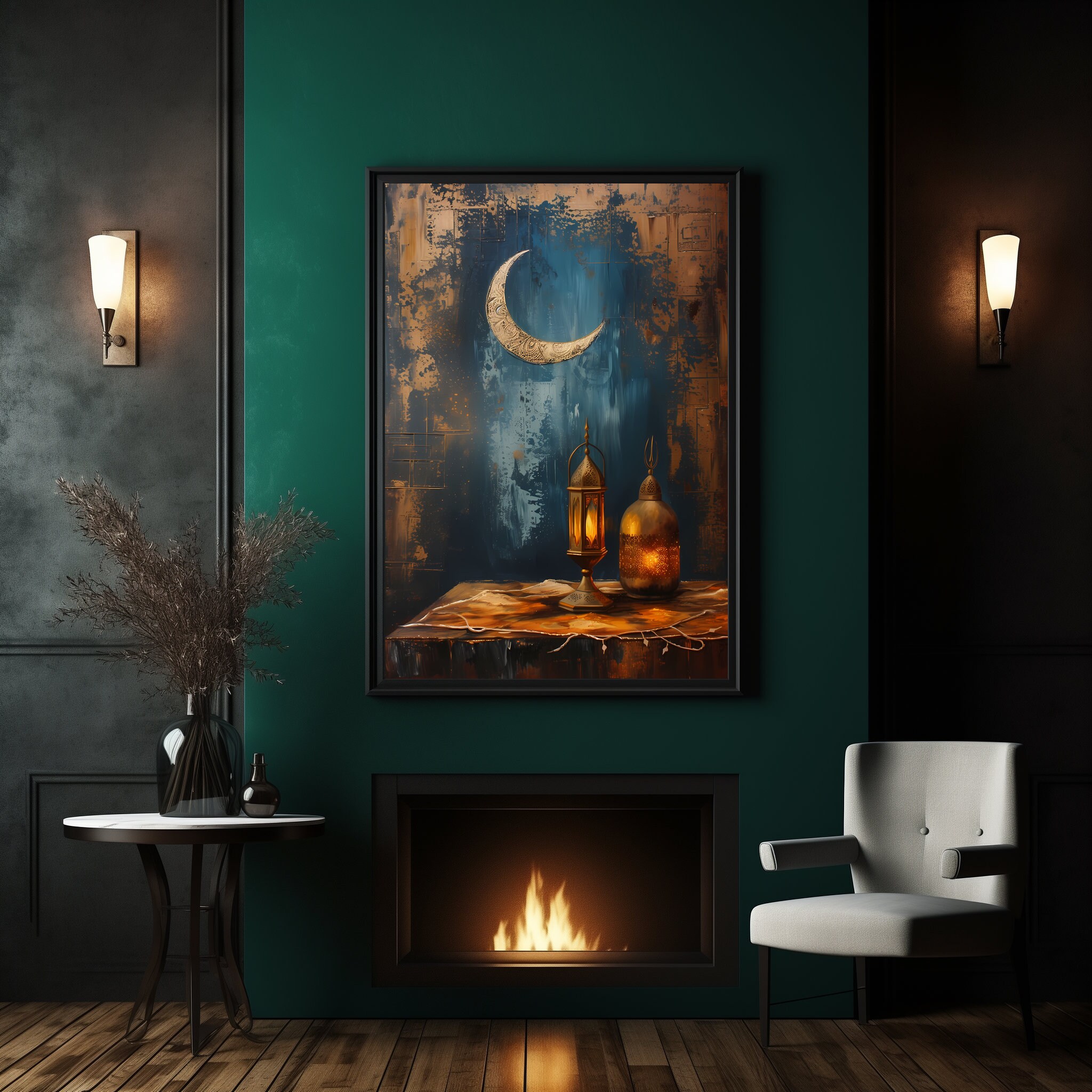 Ramadan Crescent | Ramadan Lanterns | Oil Painting | Ramadan Wall Decor ...