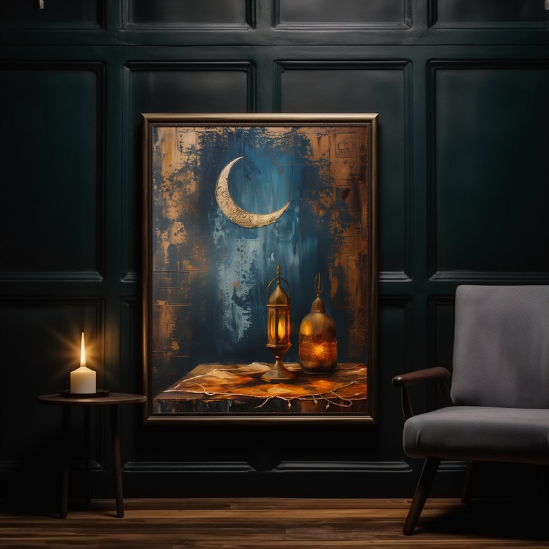 Ramadan Crescent | Ramadan Lanterns | Oil Painting | Ramadan Wall Decor ...