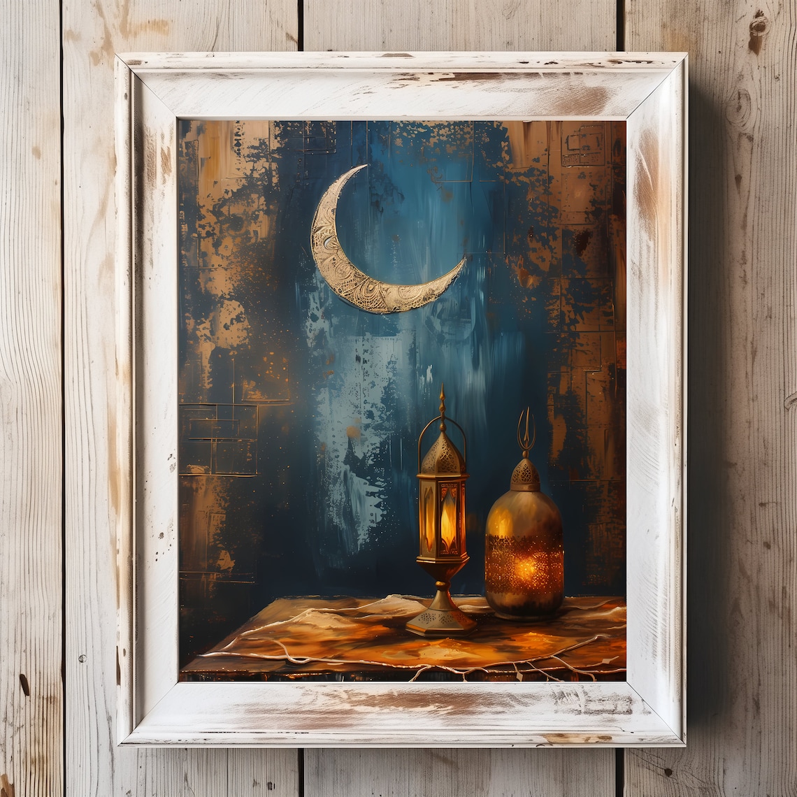 Ramadan Crescent Ramadan Lanterns Oil Painting Ramadan Wall Decor ...