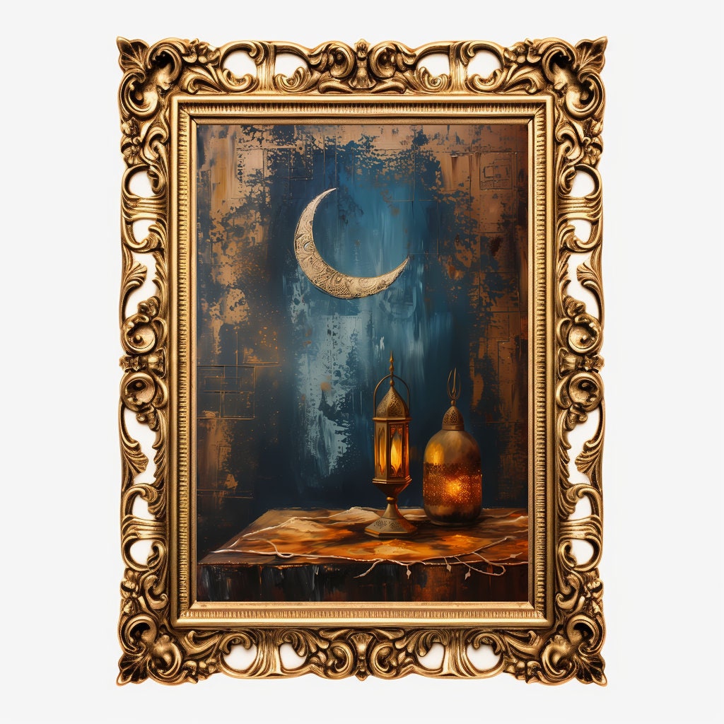 Ramadan Crescent | Ramadan Lanterns | Oil Painting | Ramadan Wall Decor ...