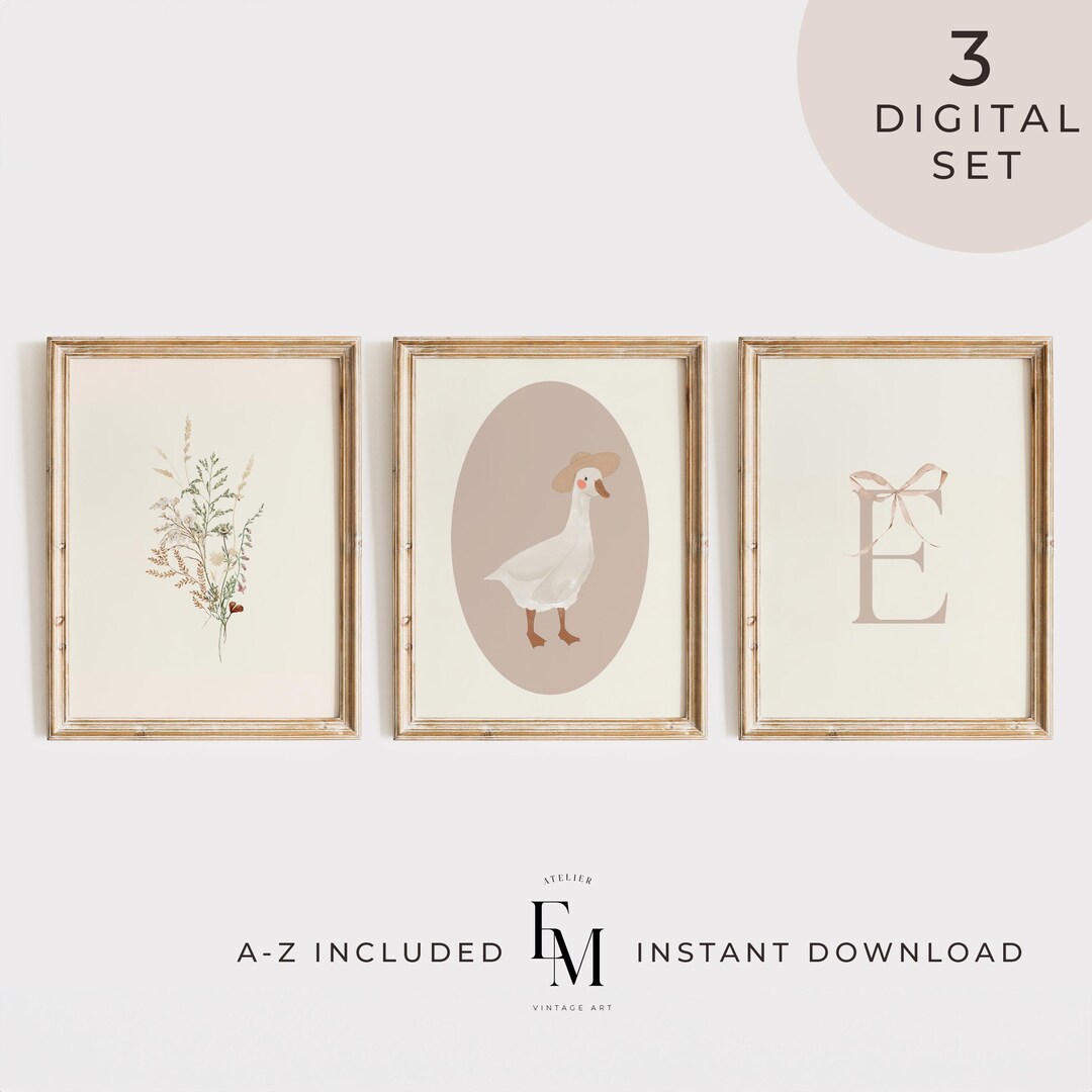 Printable Vintage Gallery Wall Art Set of 3 Pink Girl Print Silly ...