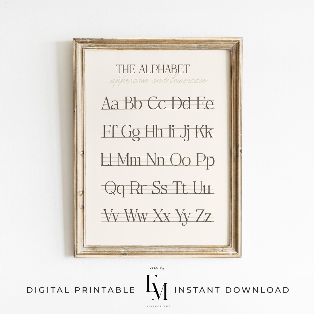 Neutral ABC Poster Print Alphabet Handwriting Chart Print Educational ...