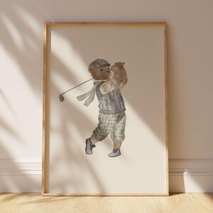 Teddy Bear Golf Poster Ralph Lauren Inspired Golf Printable Boy Room ...