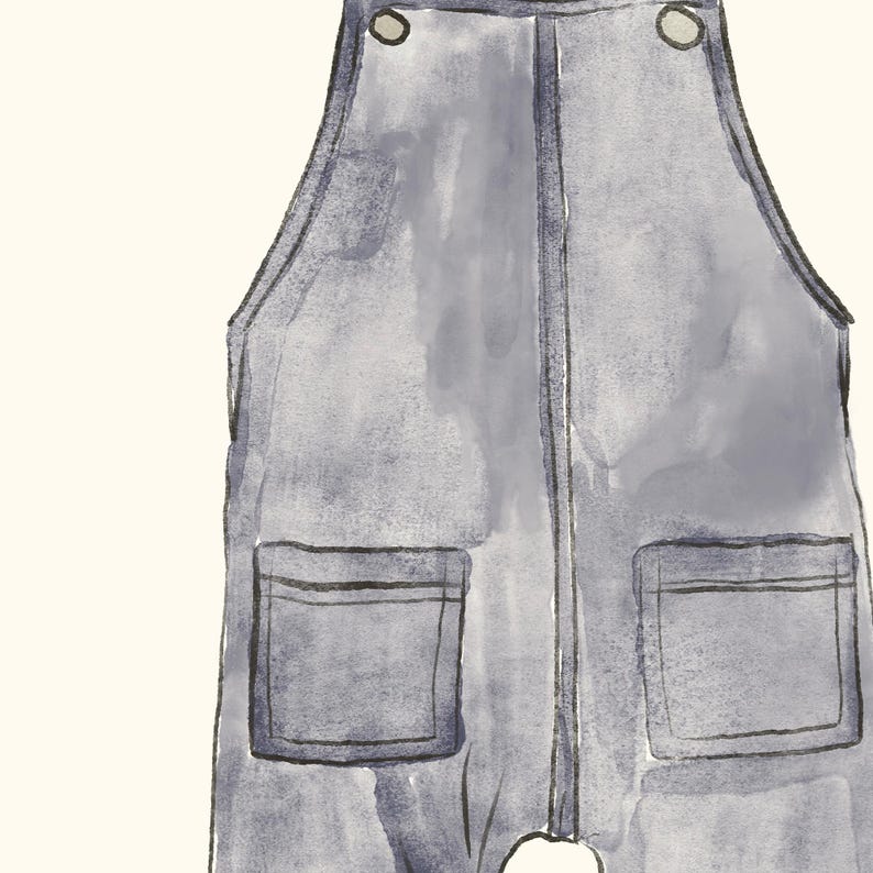 Baby Blue Overalls Poster Blue Baby Nursery Decor Blue Nursery Wall ...