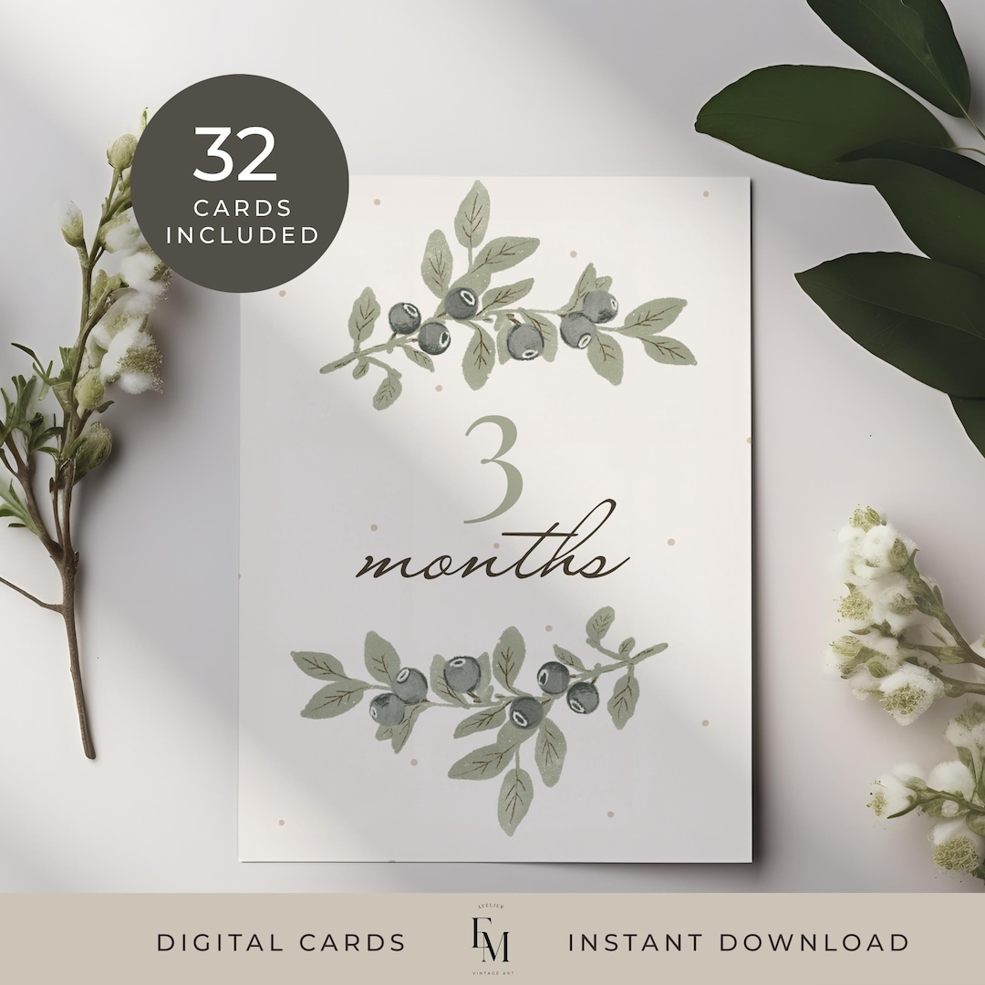 Baby Milestone Card Set Printable Minimalist Gender Neutral Cards 32 ...