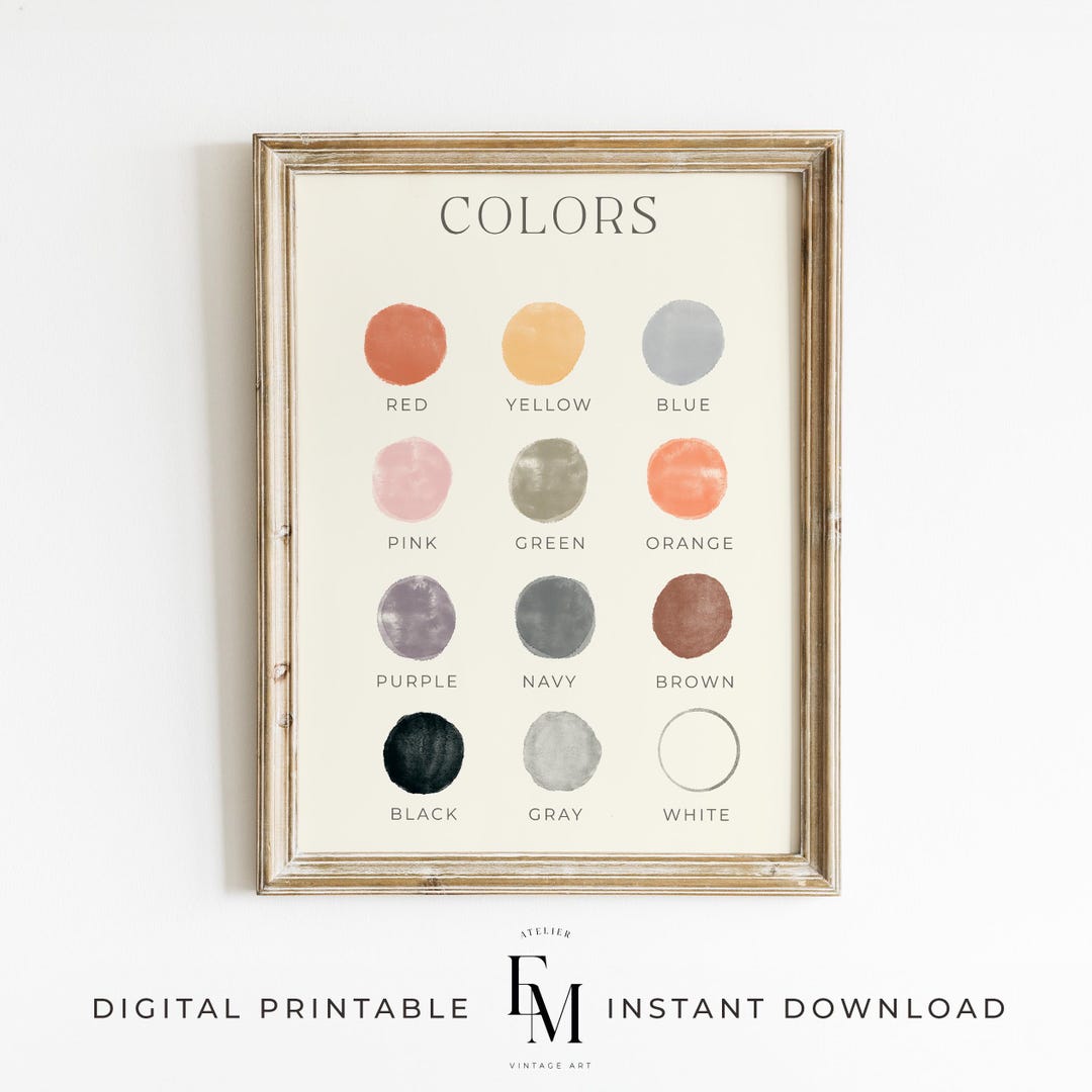 Paint Colors Poster Educational Wall Art Printable Educational ...